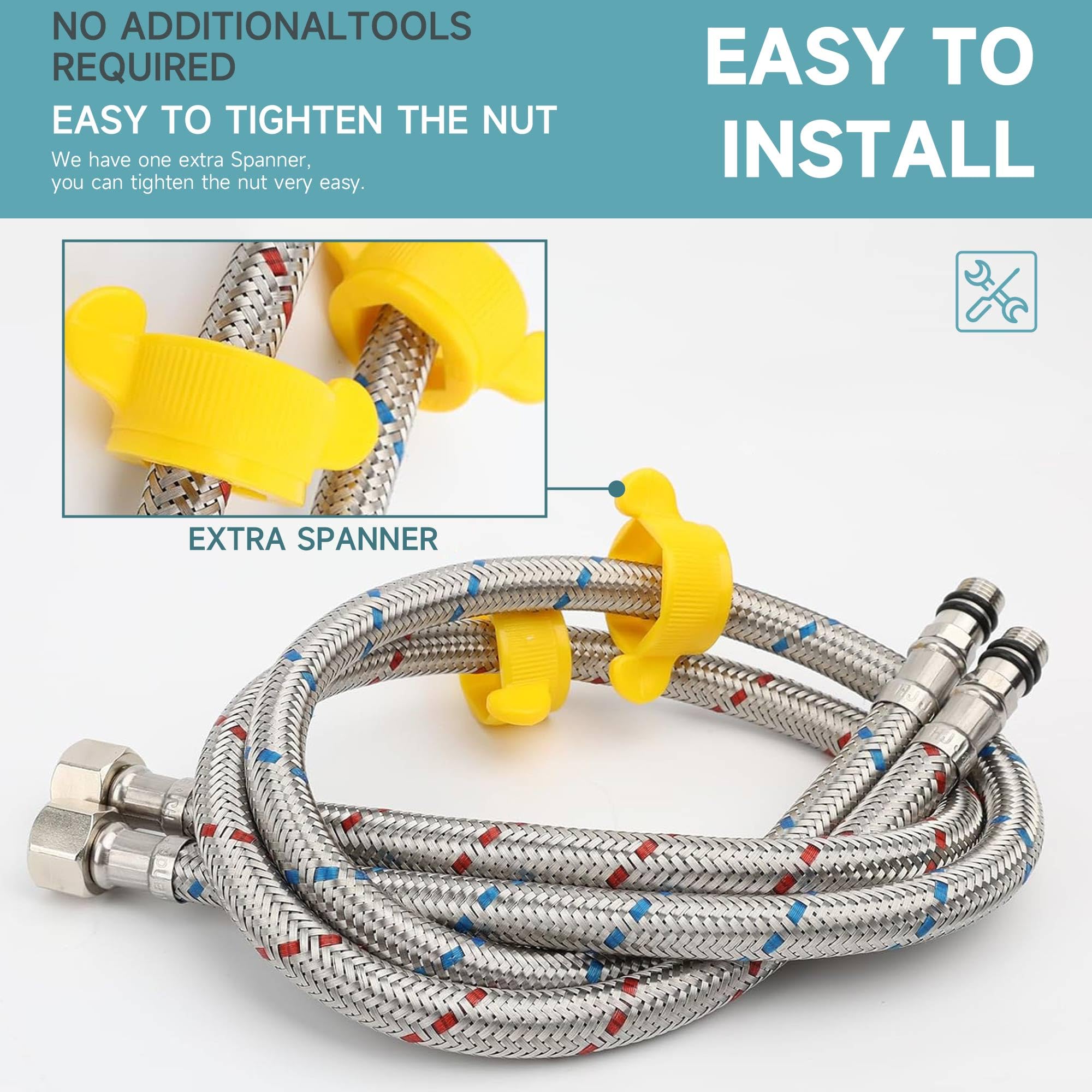 ARRISEA 32-Inch Long Braided Stainless Steel kitchen Faucet Supply Hose, Bathroom Faucet Connector Braided Supply Hose3/8'' Female Compression x M10 Male x 2 Pcs (1 Pair)
