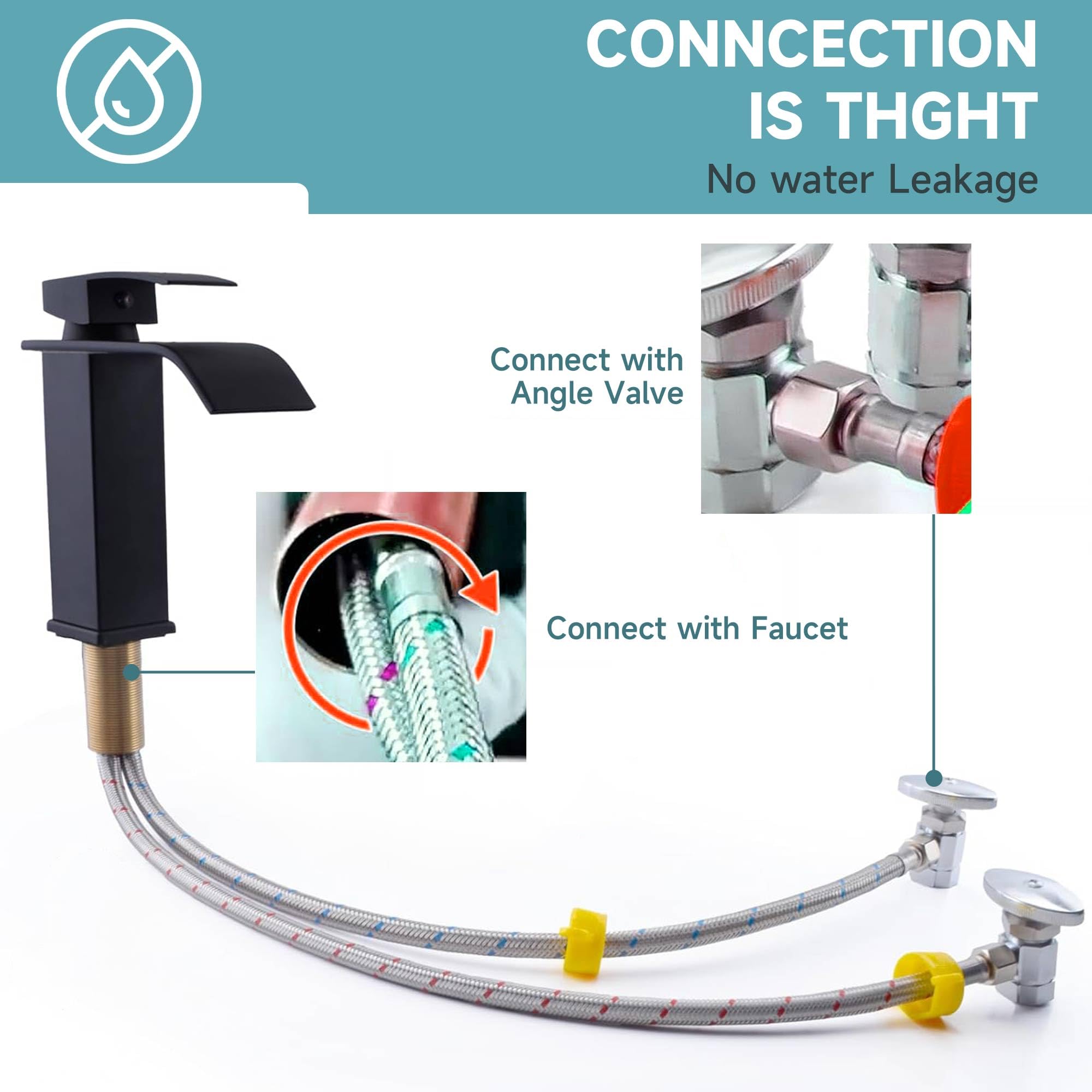 ARRISEA 32-Inch Long Braided Stainless Steel kitchen Faucet Supply Hose, Bathroom Faucet Connector Braided Supply Hose3/8'' Female Compression x M10 Male x 2 Pcs (1 Pair)