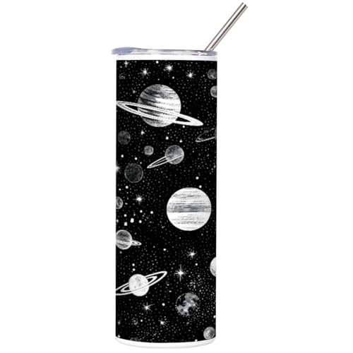 Honeybaby Space Starry Sky Coffee Tumbler 20 oz with Straw & Lid Leak Proof Tumbler Reusable Stainless Steel Tumblers Insulated Water Bottles Gifts for Women Men