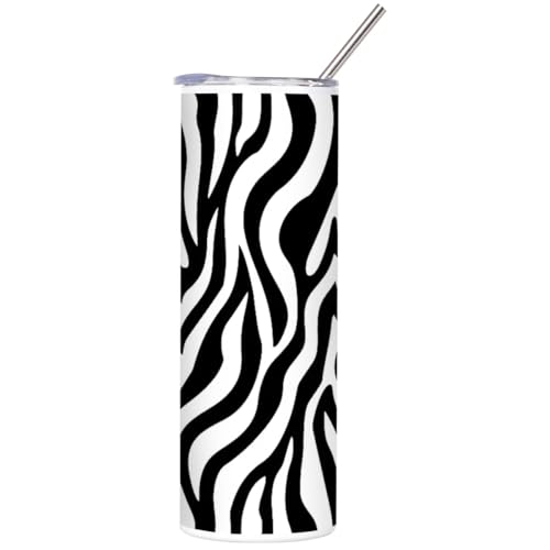 Honeybaby Trendy Zebra Coffee Tumbler 20 oz with Straw & Lid Leak Proof Tumbler Reusable Stainless Steel Tumblers Insulated Water Bottles Gifts for Women Men