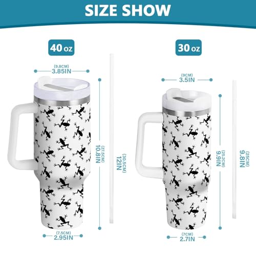 Blueangle 40 oz Frog Silhouette Tumbler with Handle and Straw Lid, Insulated Cup Reusable Stainless Steel Water Bottle Travel Mug