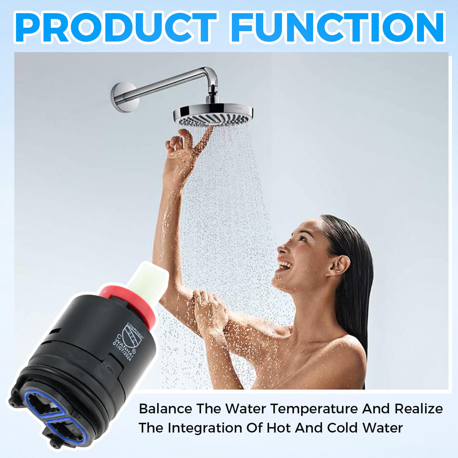Mgoodoo N40HKC Shower Cartridge Replacement, 40mm Faucet Cartridge Replacement Fit for Tub/Shower Faucet System