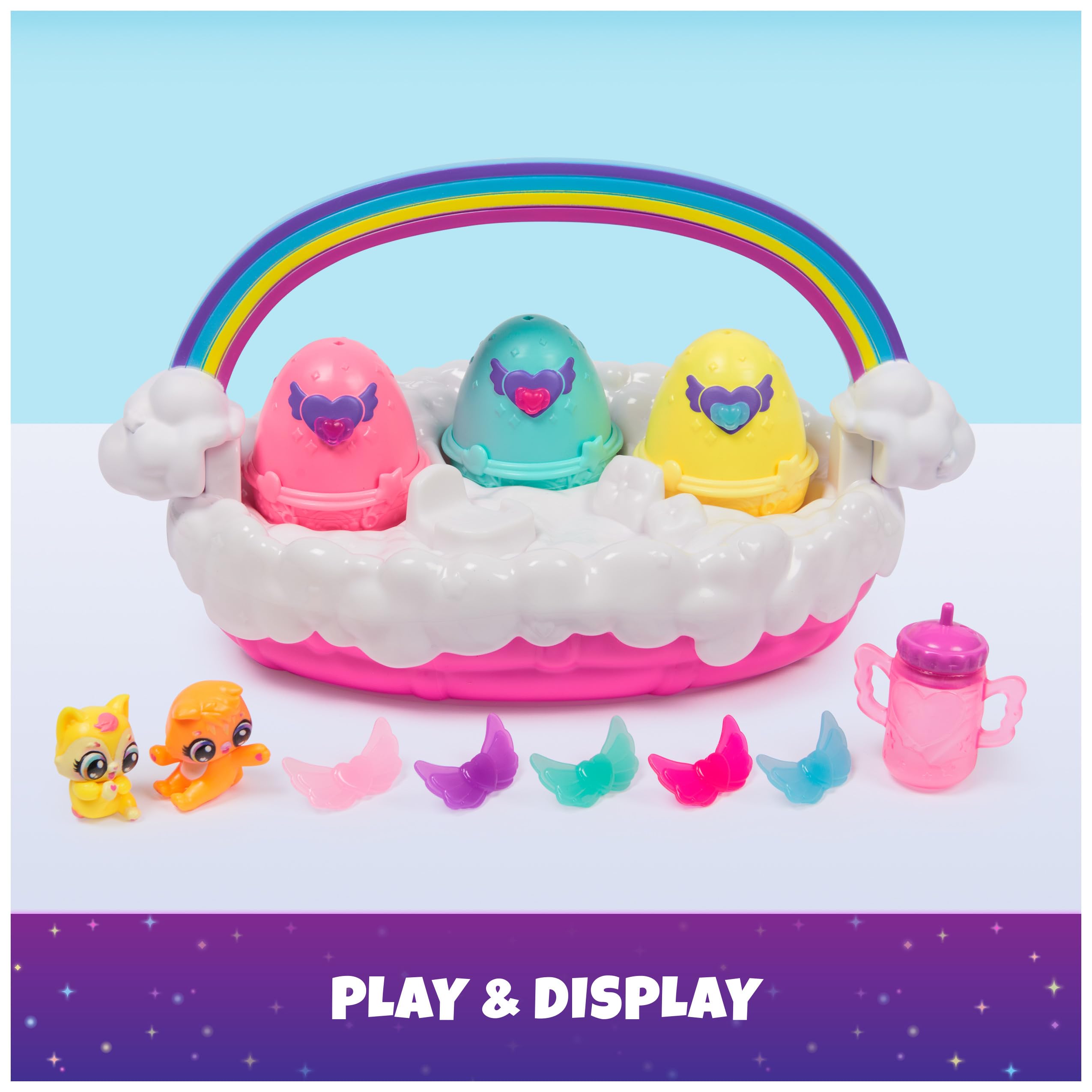 Hatchimals Alive, Neon Rainbow Spring Basket Toy (Styles May Vary), 3 Self-Hatching Easter Eggs, Fun Gift & Kids Toys for Girls & Boys Ages 3 and up