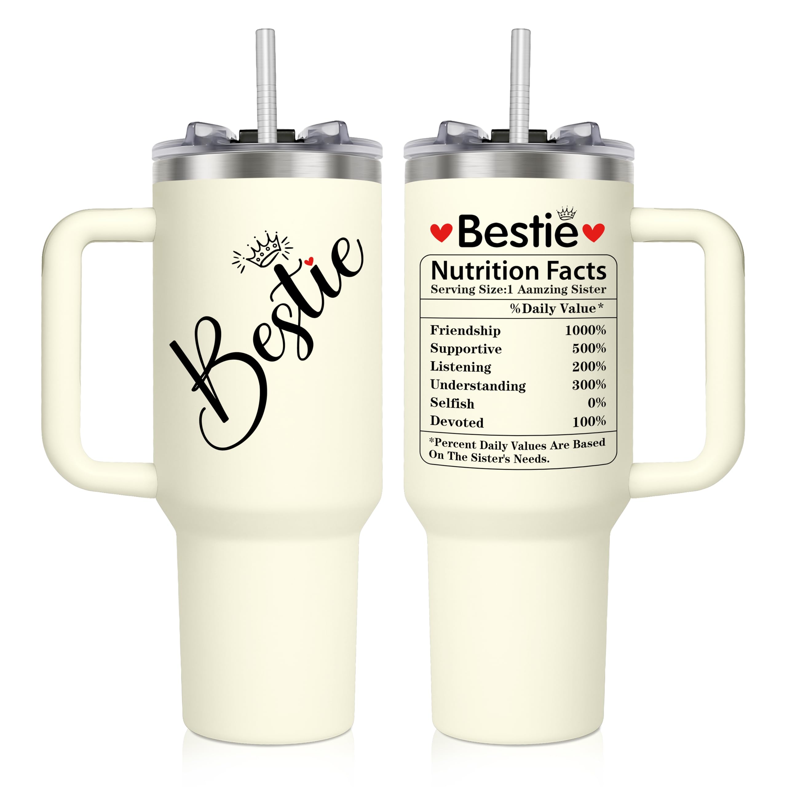 DOCRAGI Gifts for Sister from Sister, Gifts for Friends, Bestie Gifts for Women - Best Friend Birthday Gifts for Sister, Friendship Gifts for Sister, Bestie, Women - 40oz coffee Tumbler with Straw