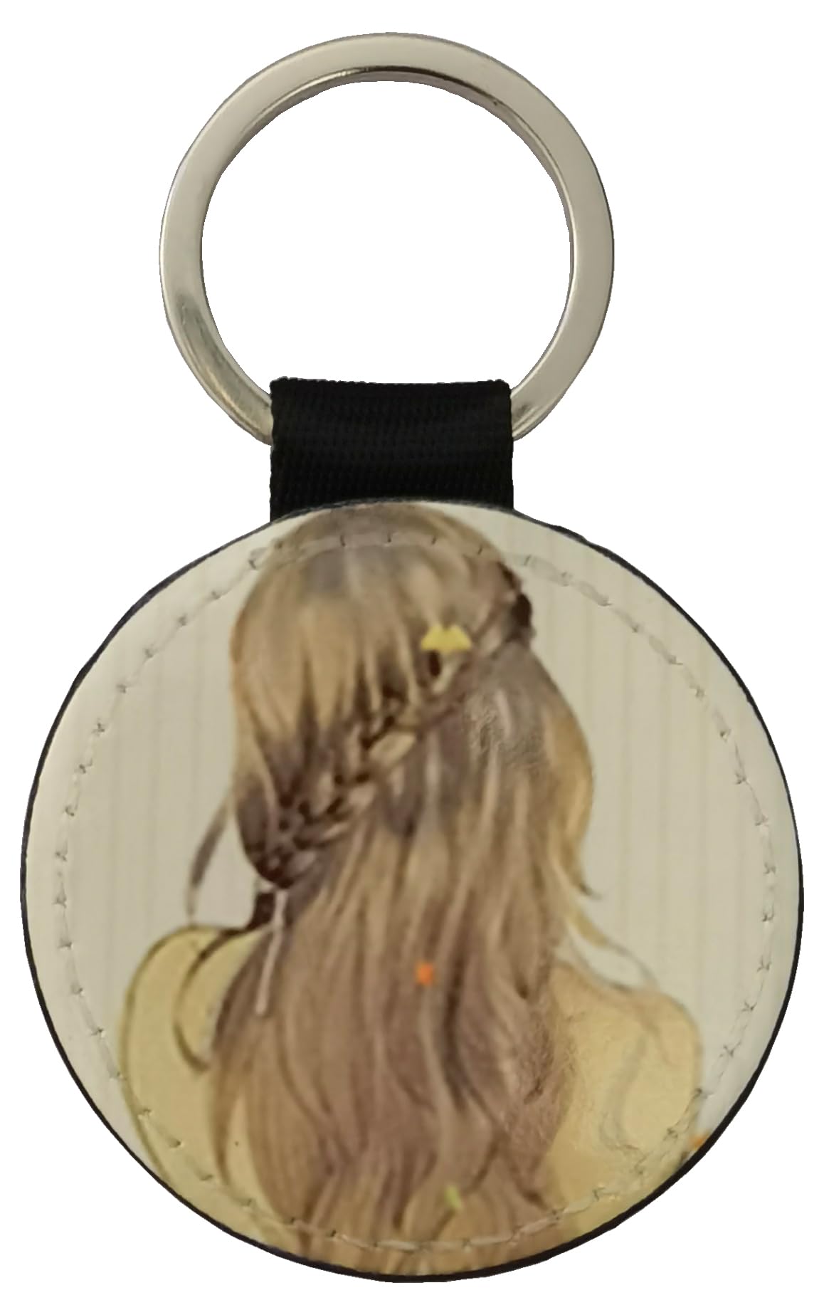 Yongkang 10 pieces Sublimation Blanks keychain Glitter PU Leather both sides can be sublimated DIY Craft (Rounded)