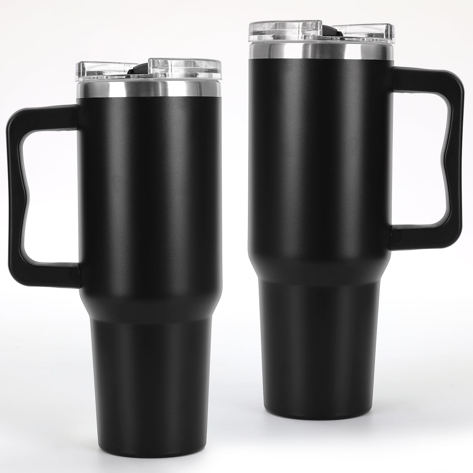 LATTPLYN 40 oz Tumbler with Handle and Straw Lid Insulated Cup Stainless Steel Water Bottle Travel Mug Gifts for Women Men Kids Trek Collection Black-1 Pc