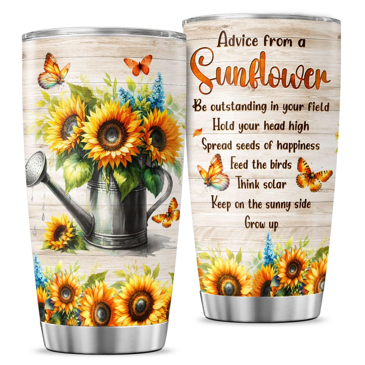 JENOIS Sunflower Gifts, Sunflower Advice, Floral Cups Flower, Tumbler 20 Oz With Lid And Straw