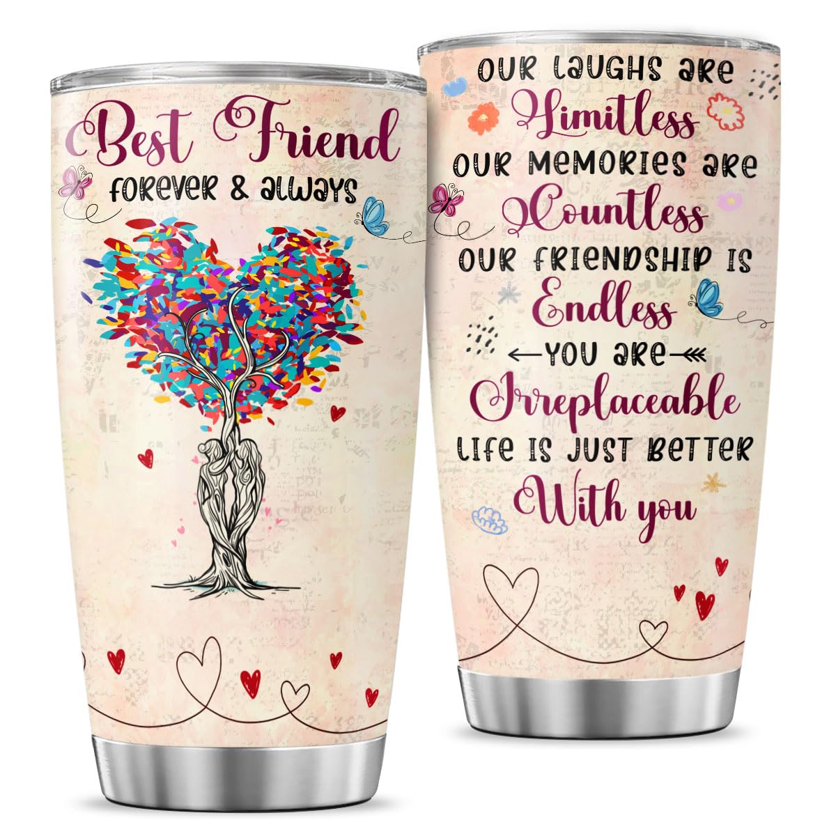 JENOIS Tumbler 20 Oz With Lid And Straw, Best Friend Friendship, Holiday and Christmas Gifts, For Women Tumblers