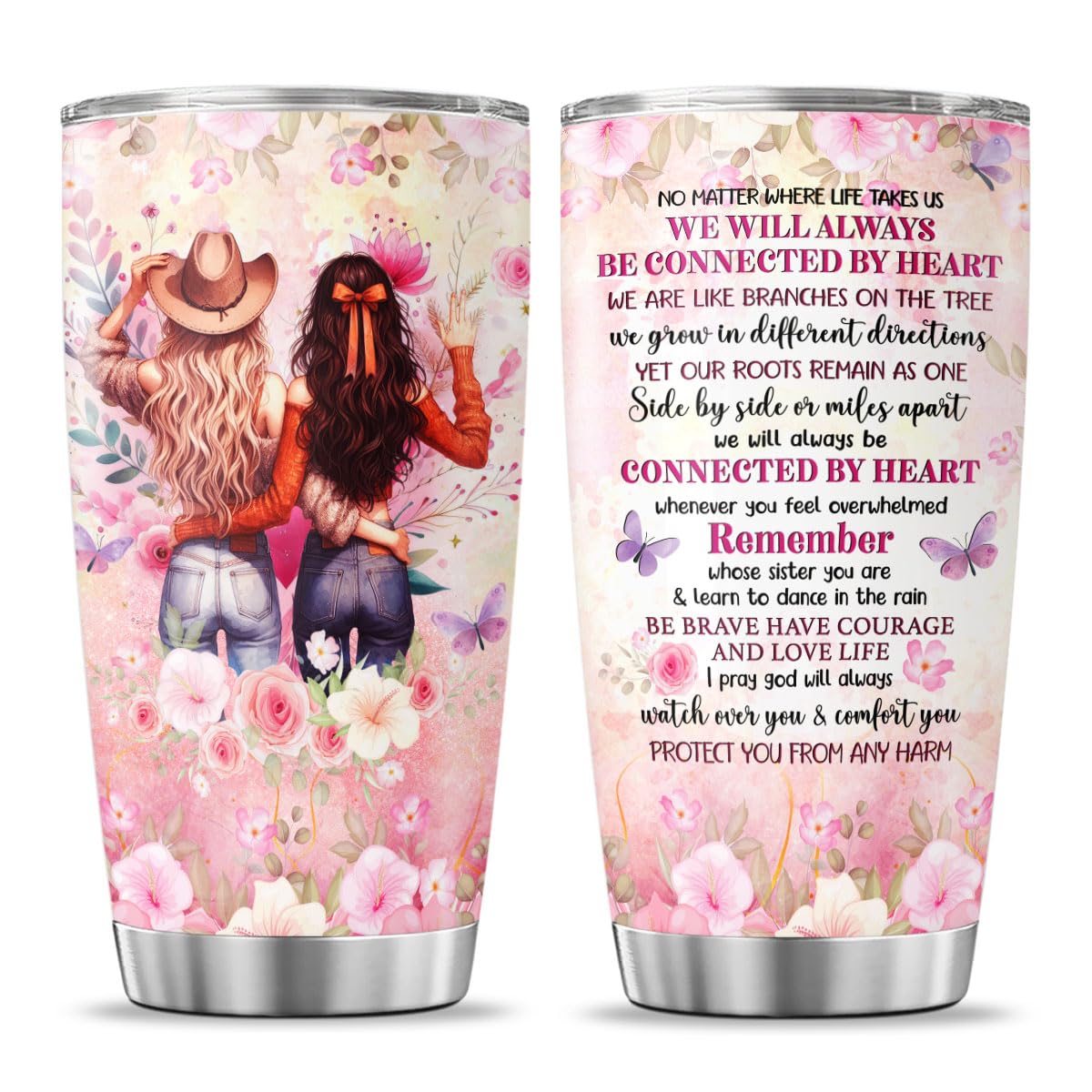 HUBUPU Women Tumblers For, Tumbler 20 Oz With Lid And Straw, Holiday and Christmas Gifts, My Bestie No Matter