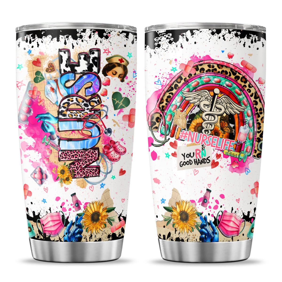 HUBUPU Nurse Gifts, Tumbler 20 Oz With Lid And Straw, For Cups Tumblers Nursing Women School Coffee Nurses Week, Nurse Nurse Life