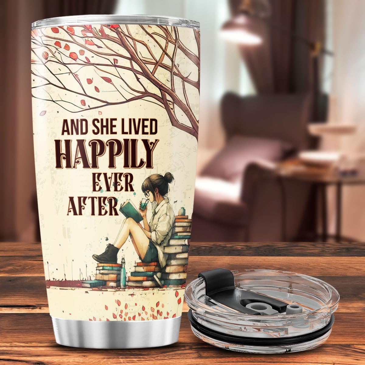 HUBUPU Just A Girl Books, Tumbler 20 Oz With Lid And Straw, Book Gifts