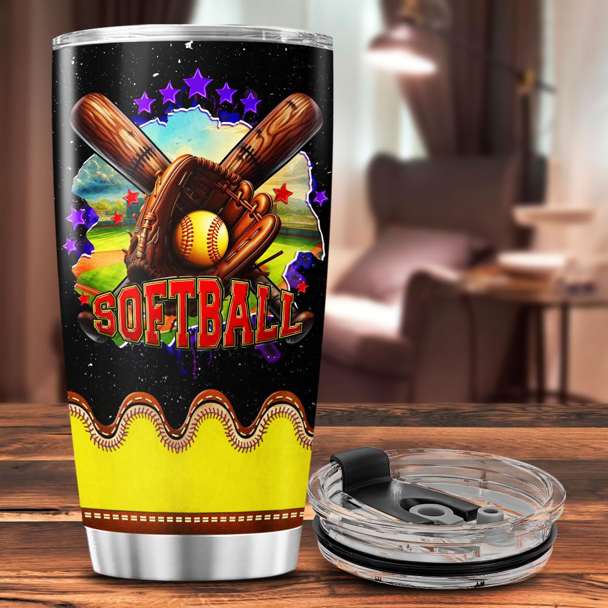 HUBUPU Tumbler 20 Oz With Lid And Straw, Softball Gifts, Softball Repeat Colorful