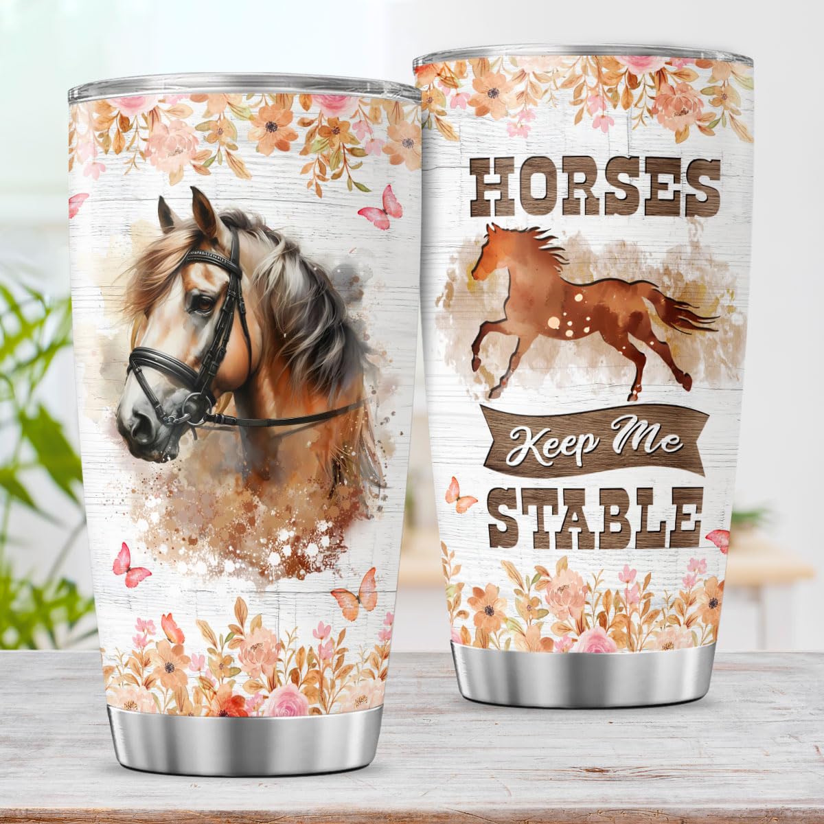 HUBUPU Horse Keep Stable, Tumbler 20 Oz With Lid And Straw, Cups, Horse Gifts