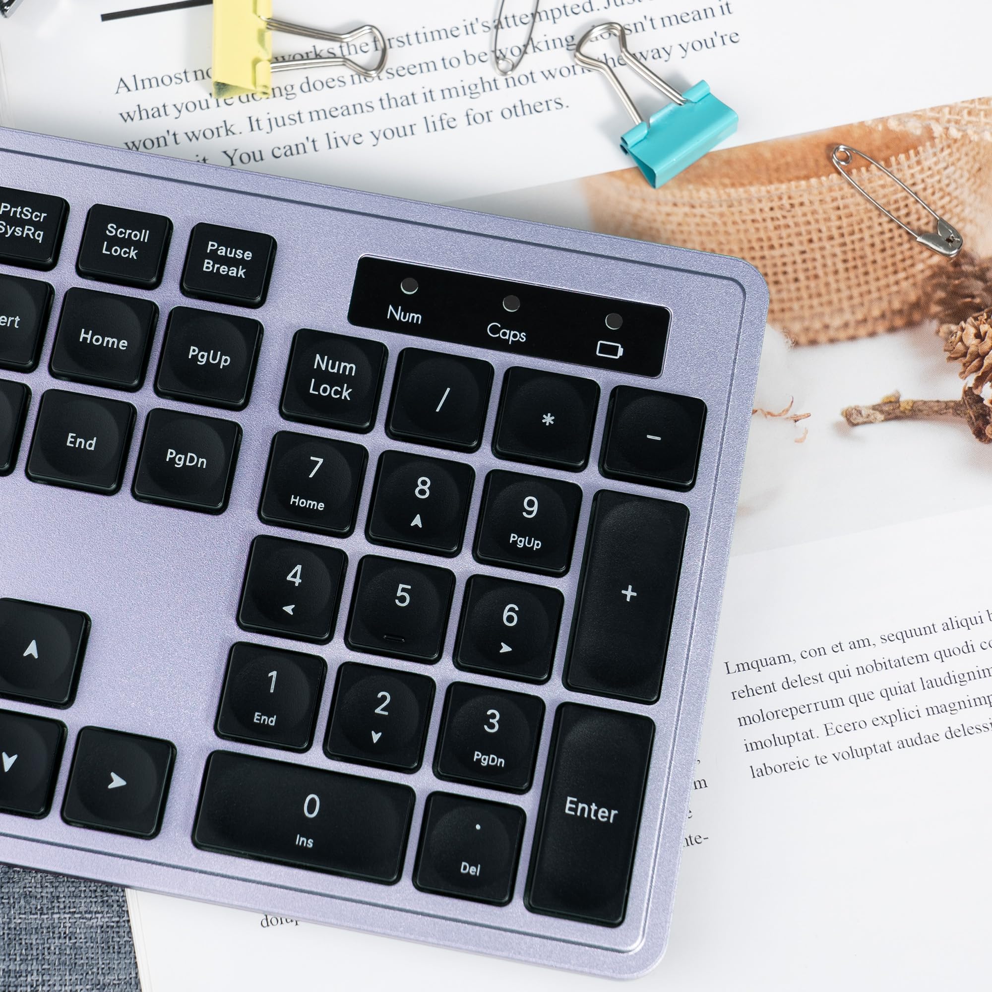 Wireless Keyboard and Mouse, 2.4GHz Cordless Keyboard Mouse Combo with Numeric Keypad, Plug and Play USB Receiver, Compatible with Windows, Mac, Laptop, and PC(Black Purple)