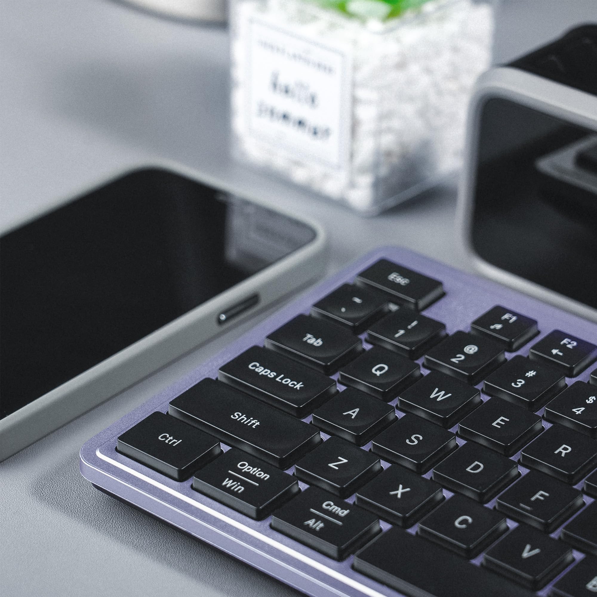 Wireless Keyboard and Mouse, 2.4GHz Cordless Keyboard Mouse Combo with Numeric Keypad, Plug and Play USB Receiver, Compatible with Windows, Mac, Laptop, and PC(Black Purple)