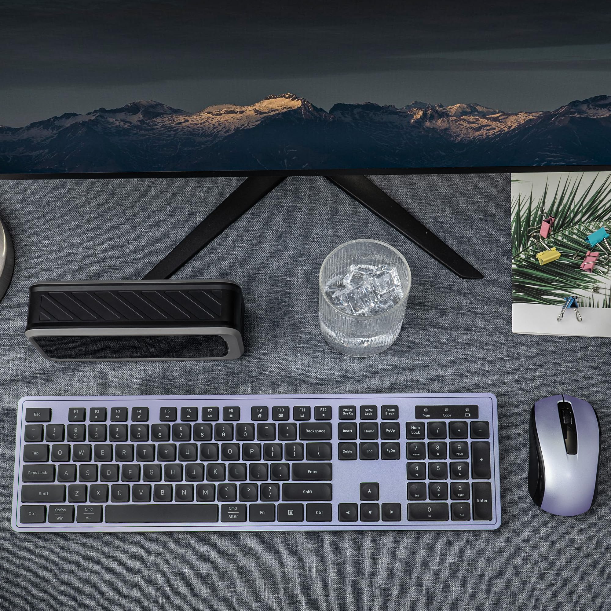 Wireless Keyboard and Mouse, 2.4GHz Cordless Keyboard Mouse Combo with Numeric Keypad, Plug and Play USB Receiver, Compatible with Windows, Mac, Laptop, and PC(Black Purple)