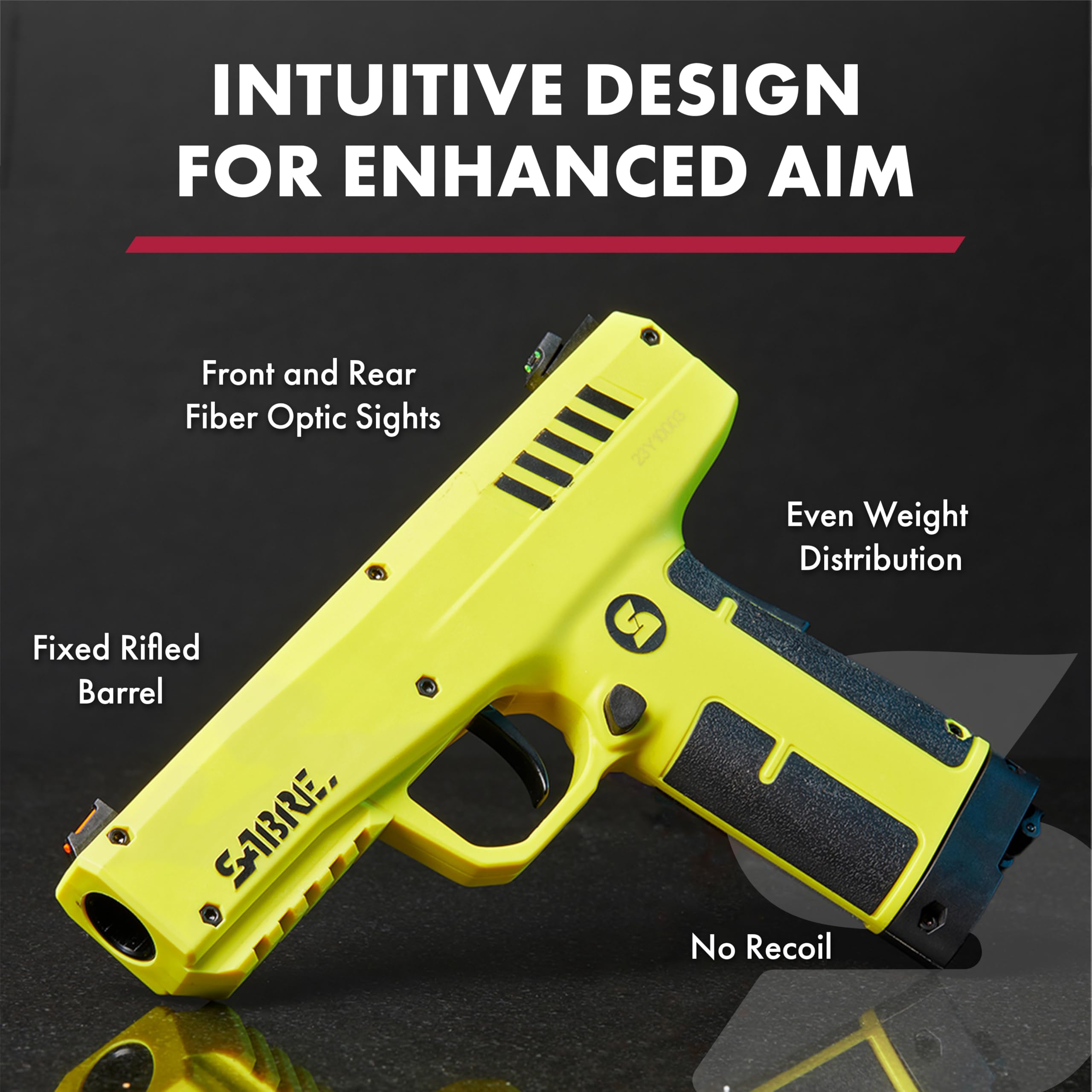 SABRE Home Defense Pepper Projectile Launcher, Large Size with (7) 0.68 Cal. Projectiles - 40% More Stopping Power for Extra Home Protection, 6.89”W x 8.56”H, and Made in USA SABRE Pepper Gel Canister
