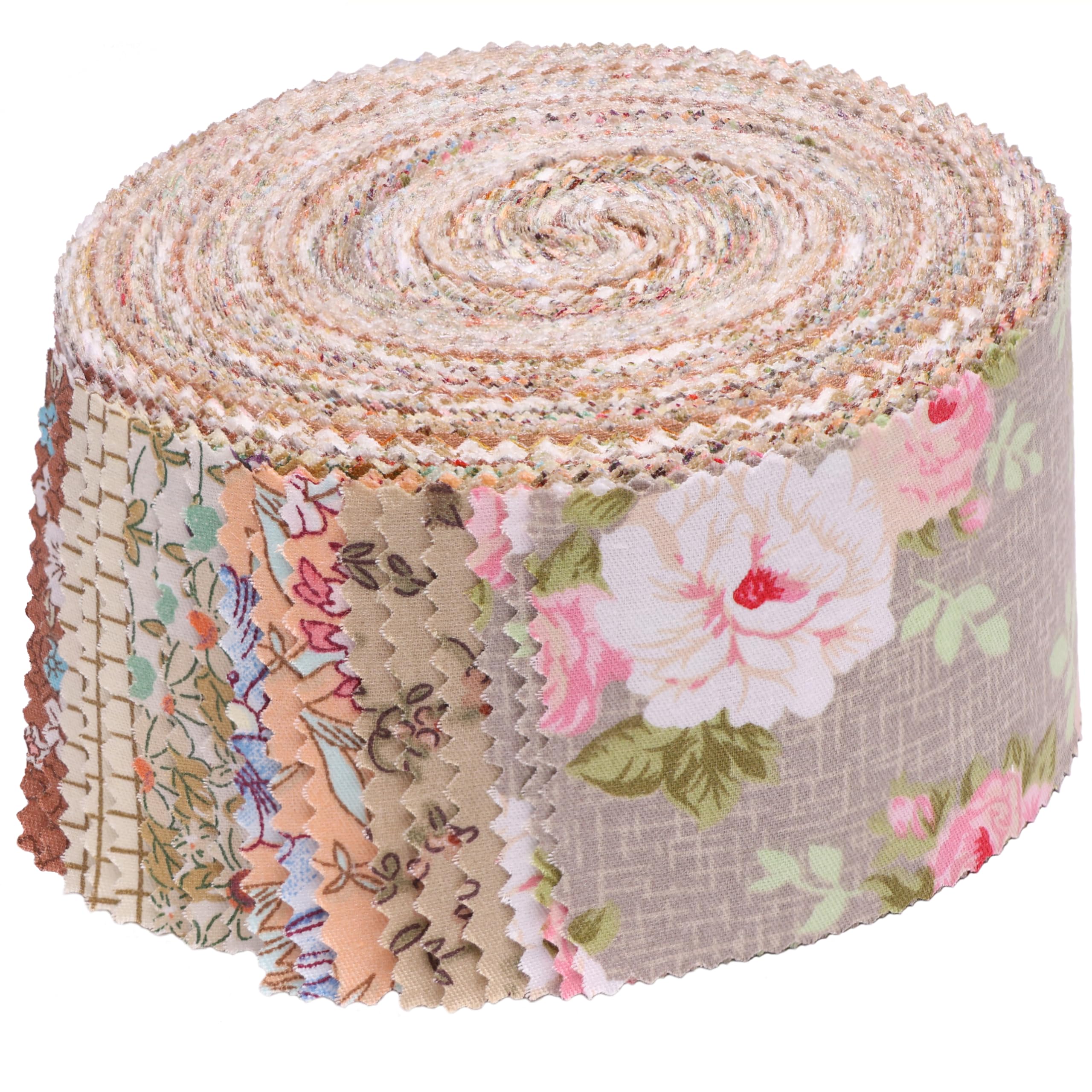 42 Jelly Roll Fabric 2.5" x 44" | Cotton Strips Bundles - Jelly Rolls for Quilting Assortment Fabrics - Precuts Cloth Quilts - Light Coffee