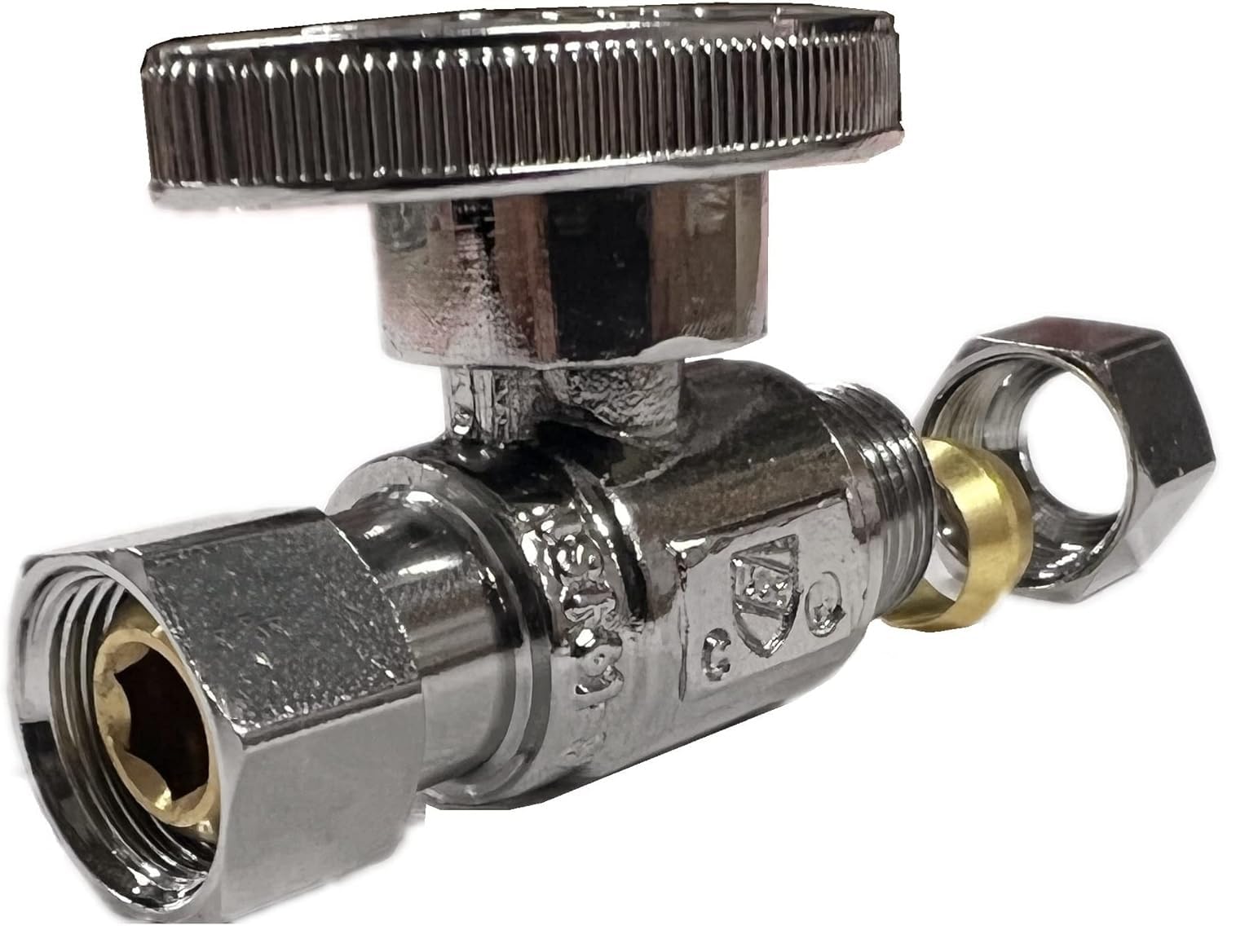 (2Pc) EZ-Fluid Plumbing Straight Angle Stop Valve 3/8-Inch O.D Female Compression x 3/8-Inch O.D Male Comp.Lead-Free Brass Quarter Turn Water Shut Off Repair Add On Stop Ball Valve,Kitchen,Bathroom
