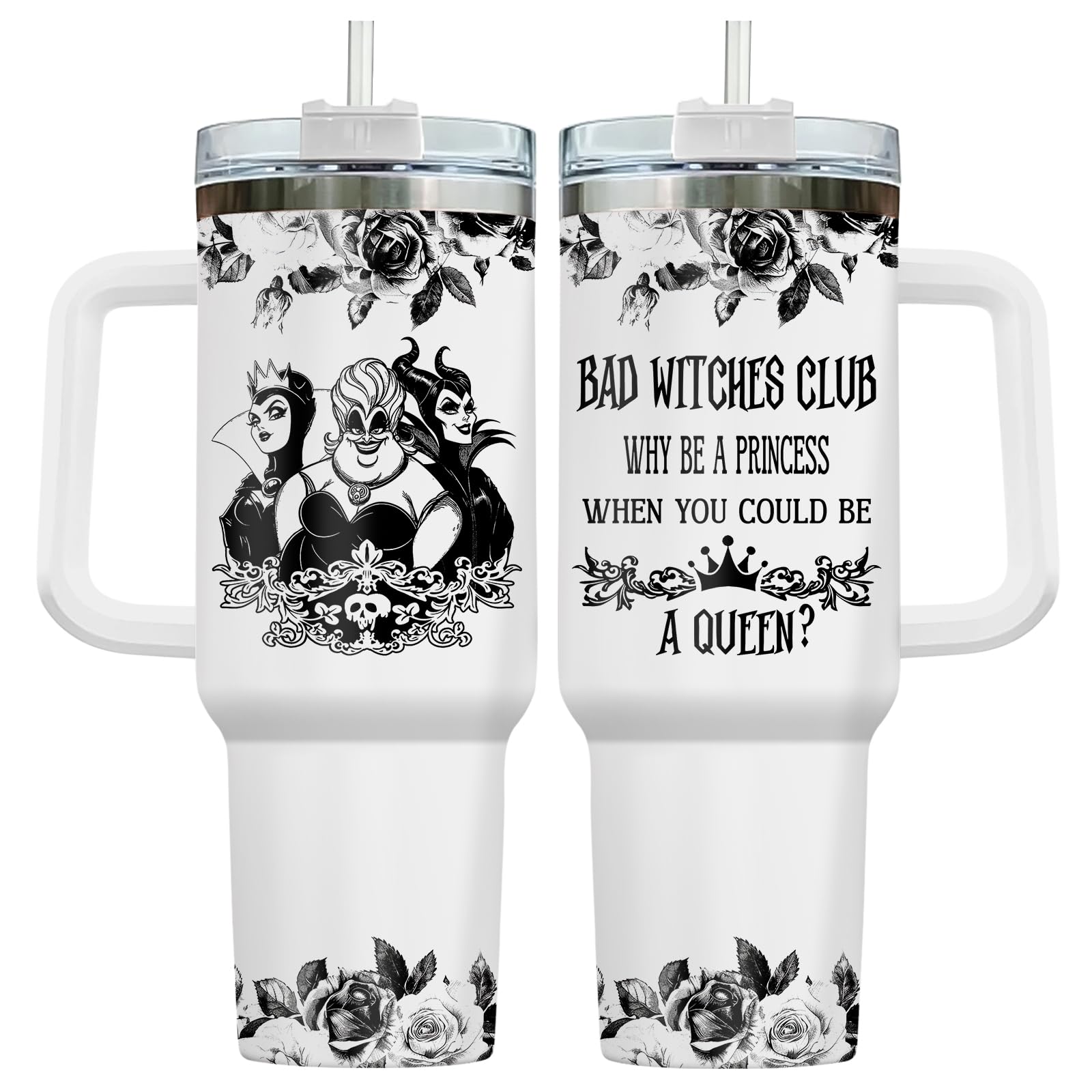 Christmas Gifts for Movie Lovers, Villains 40 oz Stainless Steel Tumbler With Handle, Witches Coffee Mug, Characters Cup, Christmas Tumbler With Lid Straw, Birthday Gifts