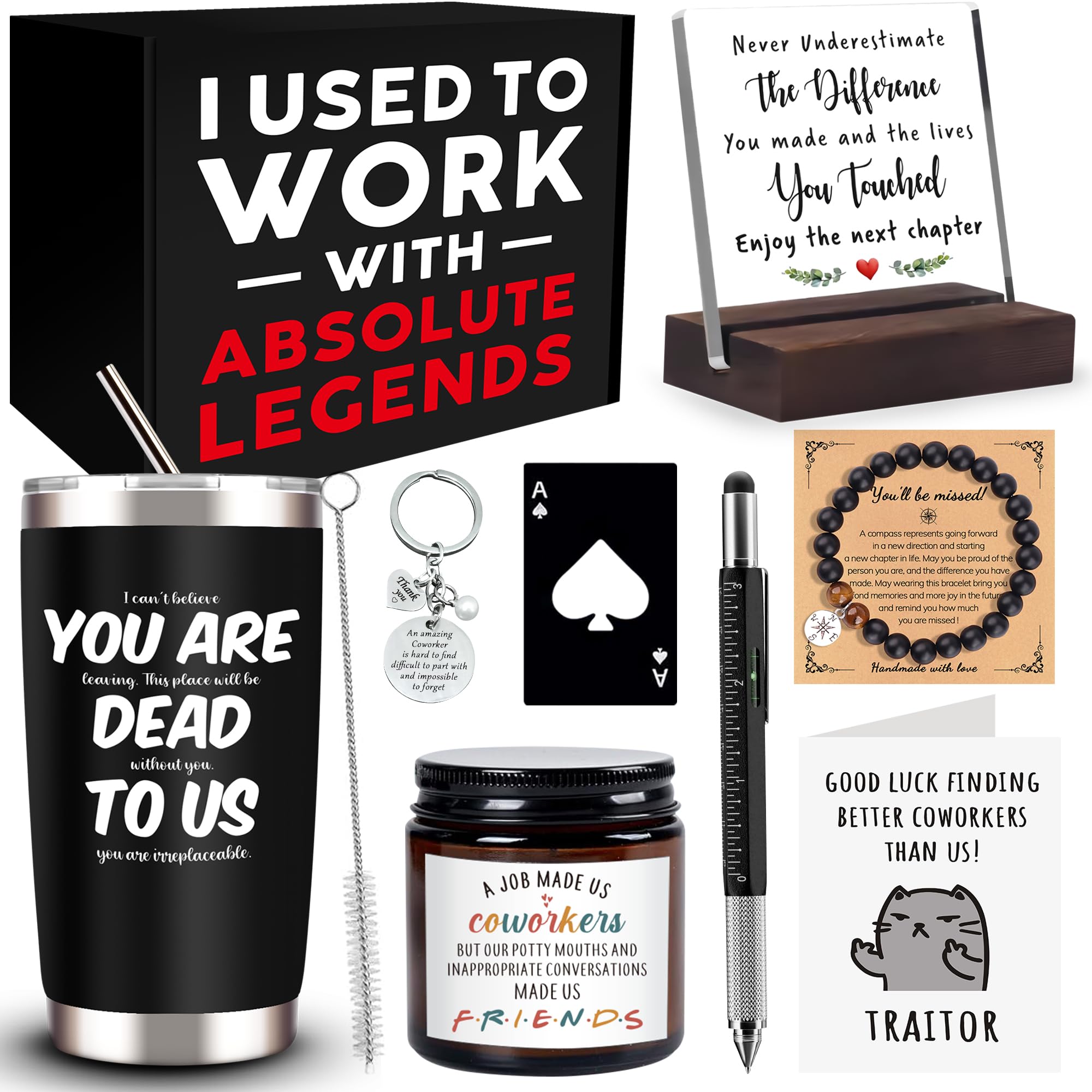 MAIAGO Coworker Leaving Gifts, Farewell Gifts, Going Away Gifts, New Job Gifts, Goodbye Gifts, Good Luck Gifts, Christmas Gifts for Colleagues Friends Manager Boss Teacher - 20 Oz Tumbler Gifts Basket