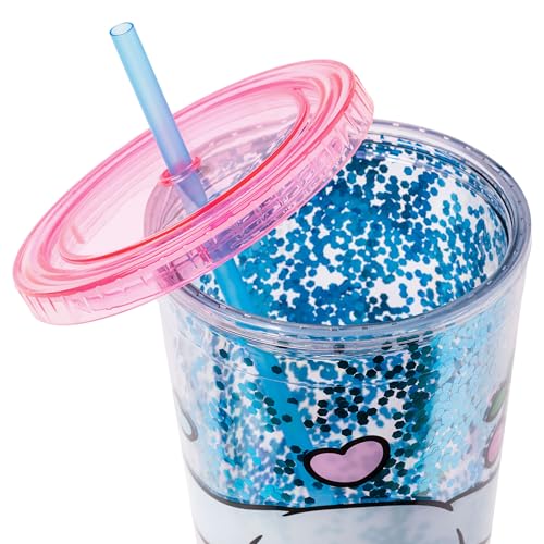 Silver Buffalo Sanrio Hello Kitty and Friends Cinnamoroll Hearts and Cherries Plastic Confetti Cold Cup with Lid and Straw, 32 Ounces