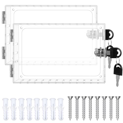 2 Pcs Universal Thermostat Lock Boxes, Small Thermostat Guards with Keys for Wall, Large Thermostat Covers with Locks, Fit All Standard Type Nest Thermostats, 7.2 x 4.7 x 2.2 Inch