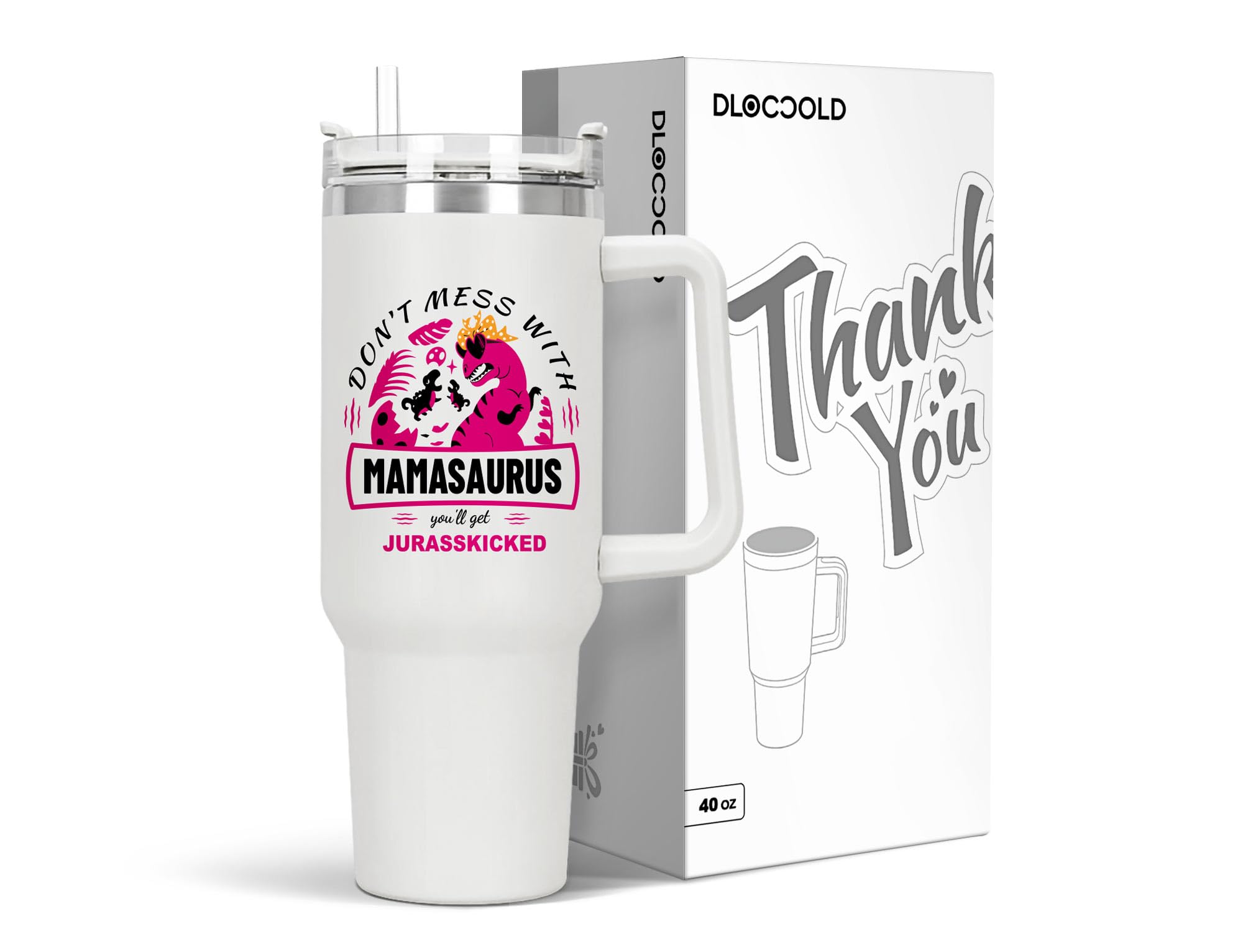 DLOCCOLD Gifts for Mom - Birthday, Christmas, Mother's Day Dinosaur 40oz Tumbler