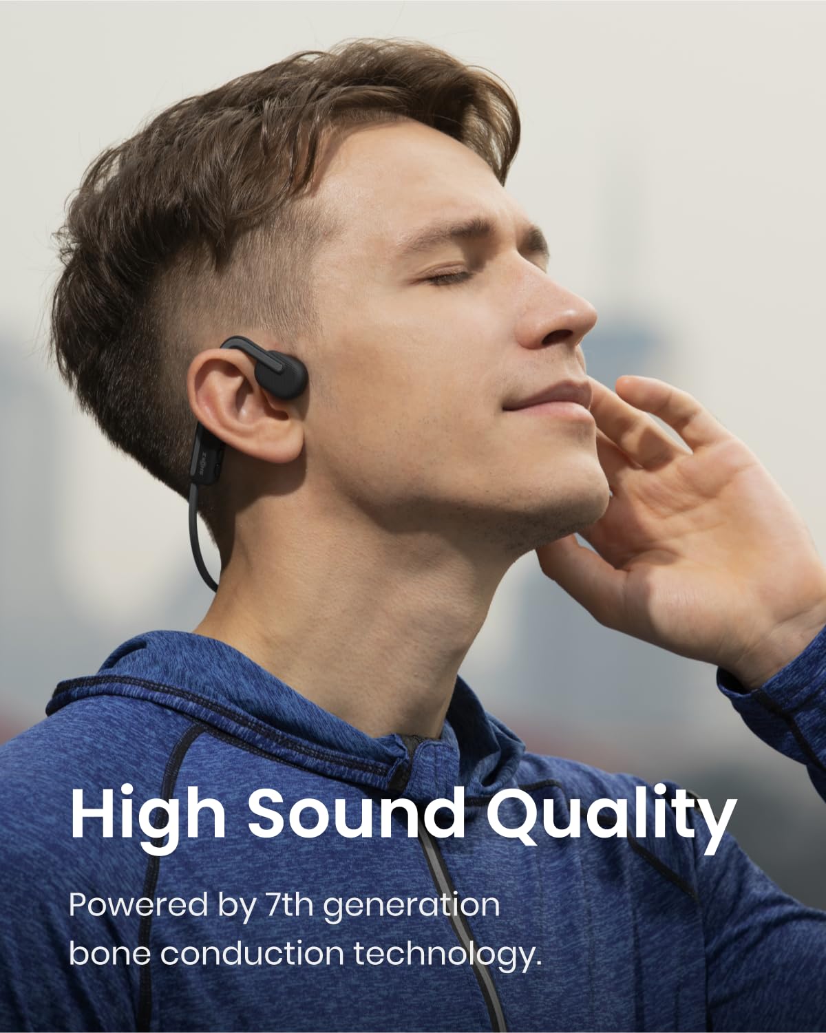 SHOKZ OpenMove - Open-Ear Bluetooth Sport Headphones - Bone Conduction Wireless Earphones - Sweatproof for Running and Workouts, with Sticker Pack (Grey) (Renewed)