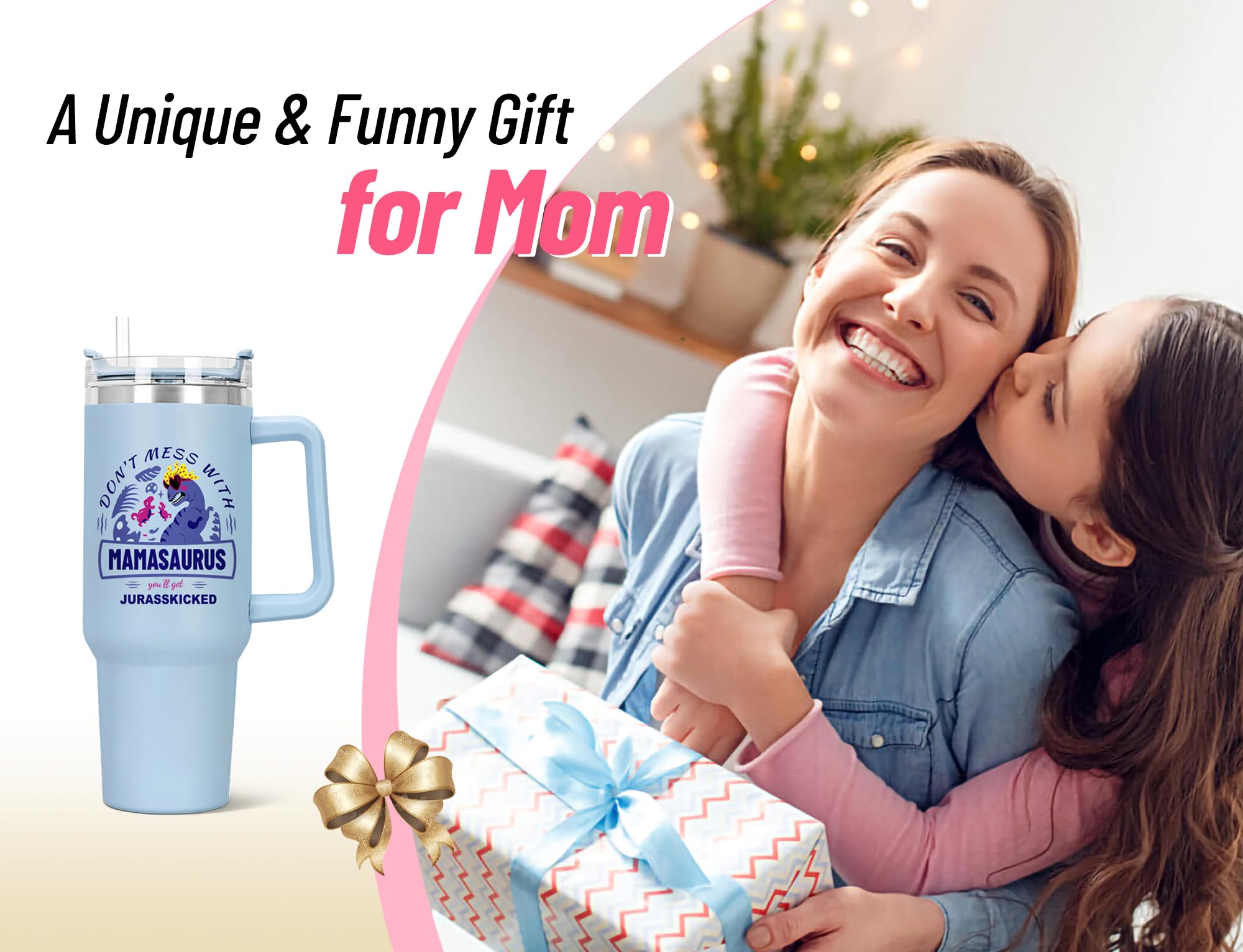 DLOCCOLD Gifts for Mom - Birthday, Christmas, Mother's Day Dinosaur 40oz Tumbler