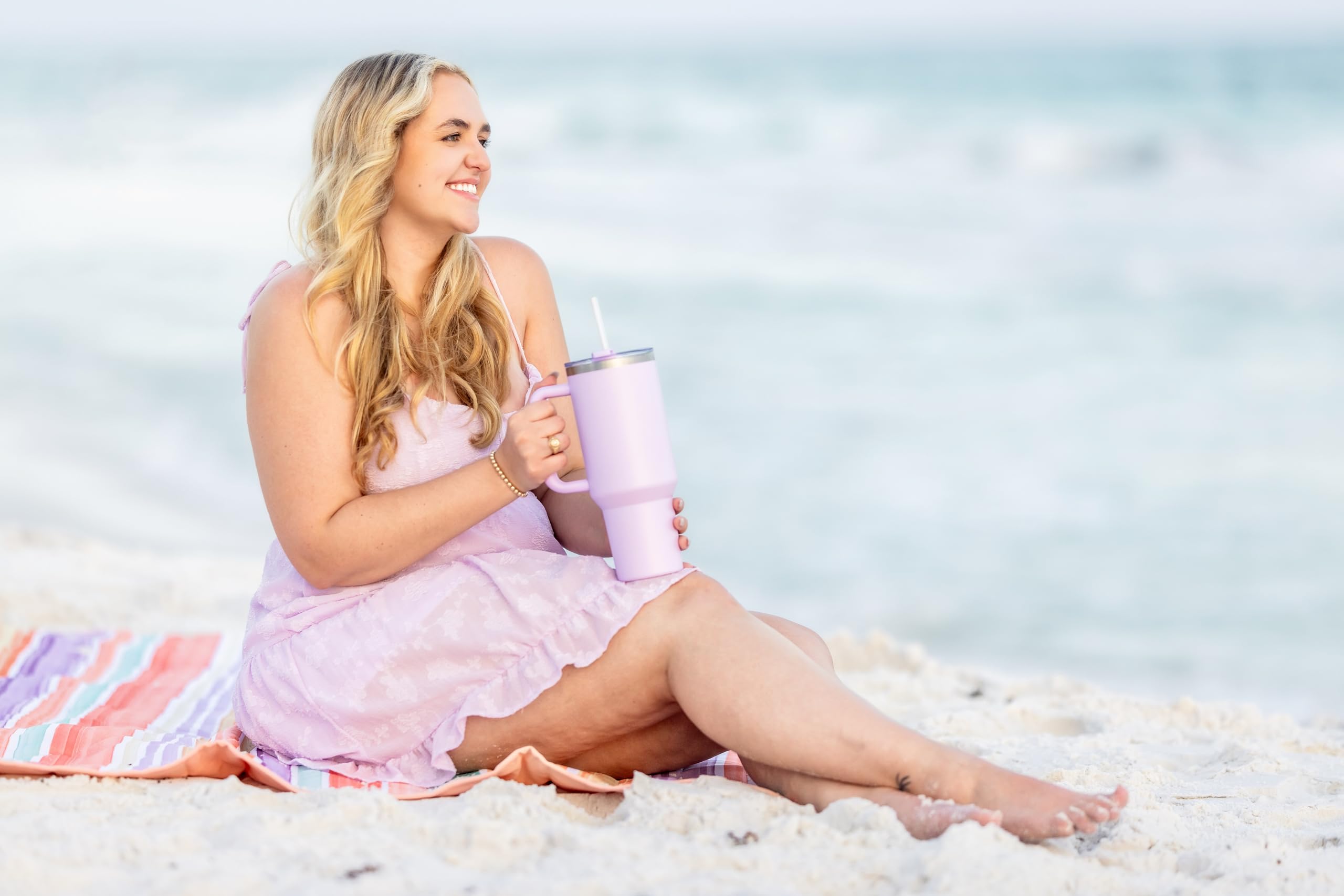 Sip+Sea Cayman 40 oz Stainless Steel Tumbler with Handle, Lid, and Straw | Double Wall Vacuum Insulated