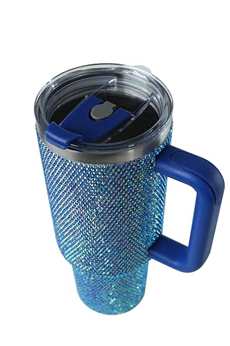 Sip+Sea Grenada 40oz Rhinestone-Encrusted Insulated Tumbler - Premium Bling Stainless Steel Water Bottle with Handle, Double Wall Vacuum Technology, Includes Leakproof Lid and Straw