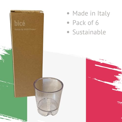 bicé BiceCrystal Drinking Cups, Dishwasher Safe, Unbreakable, Environment-Friendly | 100% Recyclable Drinking Glass | Sustainable Tumbler, Made in Italy, 40cl, Transparent (3cl (1.01 fl oz))