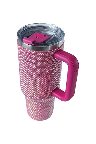 Sip+Sea Grenada 40oz Rhinestone-Encrusted Insulated Tumbler - Premium Bling Stainless Steel Water Bottle with Handle, Double Wall Vacuum Technology, Includes Leakproof Lid and Straw