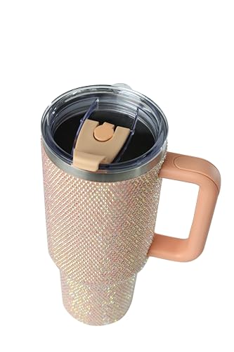 Sip+Sea Grenada 40oz Rhinestone-Encrusted Insulated Tumbler - Premium Bling Stainless Steel Water Bottle with Handle, Double Wall Vacuum Technology, Includes Leakproof Lid and Straw