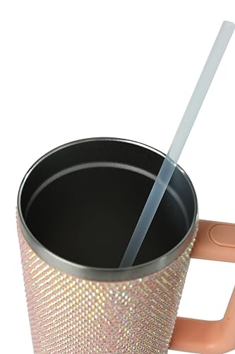 Sip+Sea Grenada 40oz Rhinestone-Encrusted Insulated Tumbler - Premium Bling Stainless Steel Water Bottle with Handle, Double Wall Vacuum Technology, Includes Leakproof Lid and Straw