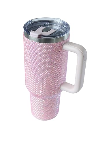 Sip+Sea Grenada 40oz Rhinestone-Encrusted Insulated Tumbler - Premium Bling Stainless Steel Water Bottle with Handle, Double Wall Vacuum Technology, Includes Leakproof Lid and Straw
