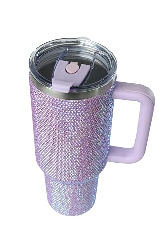 Sip+Sea Grenada 40oz Rhinestone-Encrusted Insulated Tumbler - Premium Bling Stainless Steel Water Bottle with Handle, Double Wall Vacuum Technology, Includes Leakproof Lid and Straw