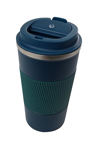 Sip+Sea Dominica 18 oz Stainless Steel Travel Coffee Mug with Flip Lid and Silicone Sleeve | Double Wall Vacuum Insulated