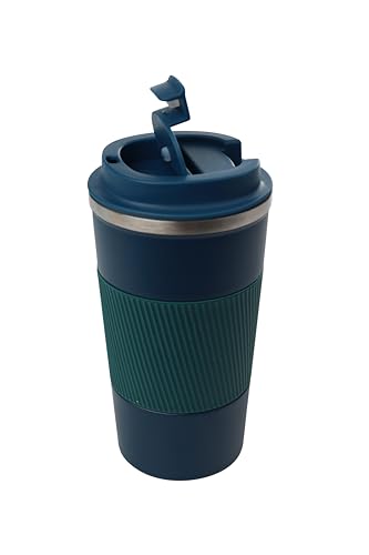Sip+Sea Dominica 18 oz Stainless Steel Travel Coffee Mug with Flip Lid and Silicone Sleeve | Double Wall Vacuum Insulated