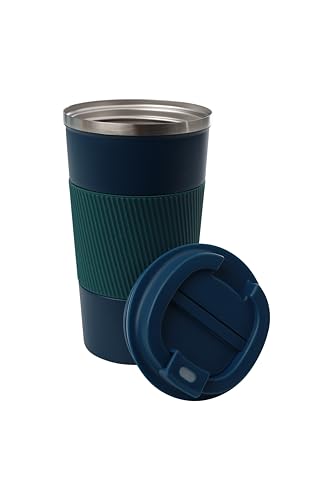 Sip+Sea Dominica 18 oz Stainless Steel Travel Coffee Mug with Flip Lid and Silicone Sleeve | Double Wall Vacuum Insulated