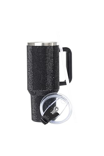 Sip+Sea Grenada 40oz Rhinestone-Encrusted Insulated Tumbler - Premium Bling Stainless Steel Water Bottle with Handle, Double Wall Vacuum Technology, Includes Leakproof Lid and Straw