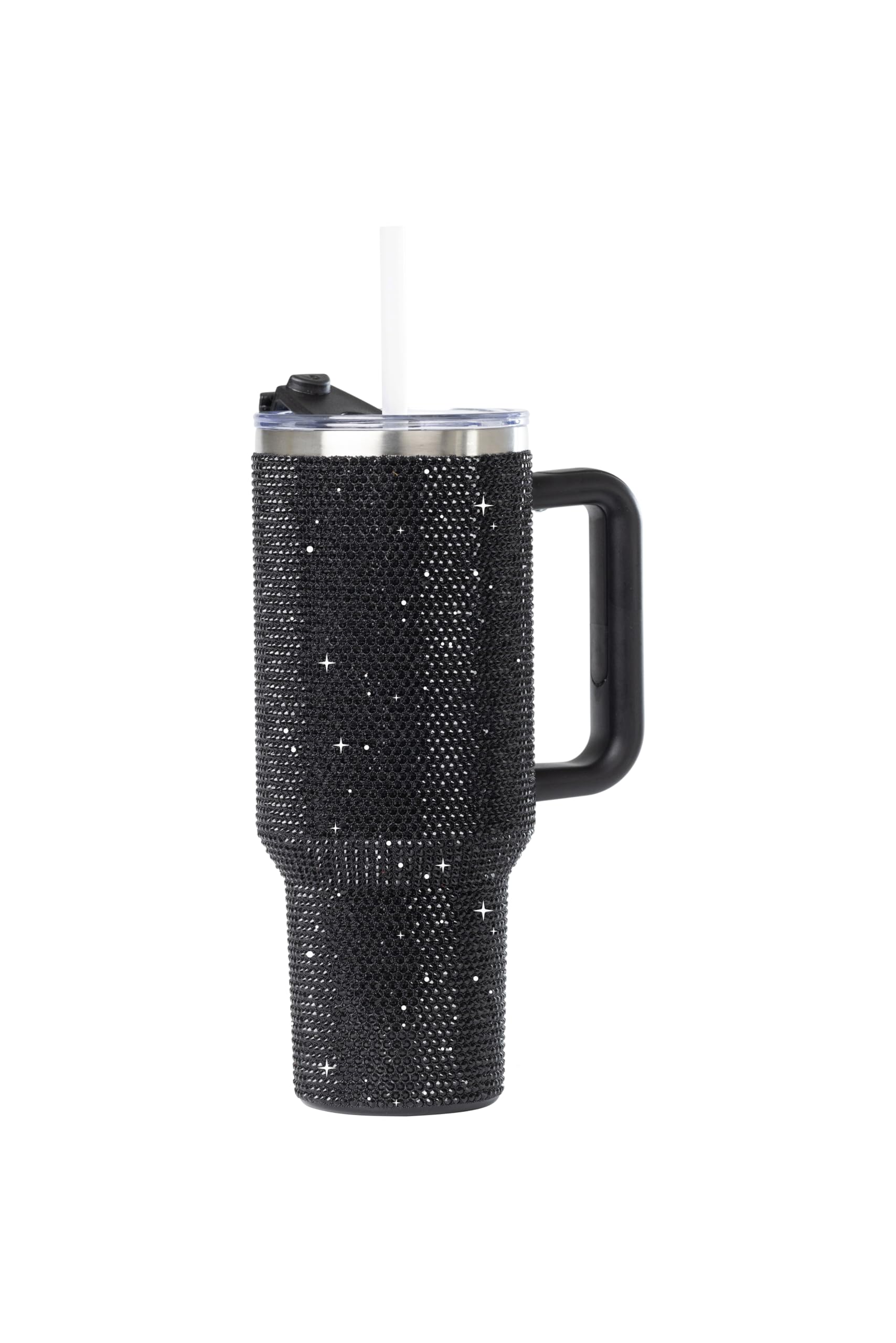 Sip+Sea Grenada 40oz Rhinestone-Encrusted Insulated Tumbler - Premium Bling Stainless Steel Water Bottle with Handle, Double Wall Vacuum Technology, Includes Leakproof Lid and Straw