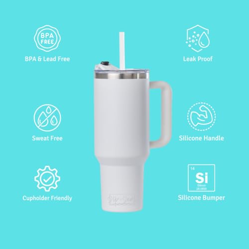 Sip+Sea Cayman 30 oz Stainless Steel Tumbler with Handle, Lid, and Straw | Double Wall Vacuum Insulated