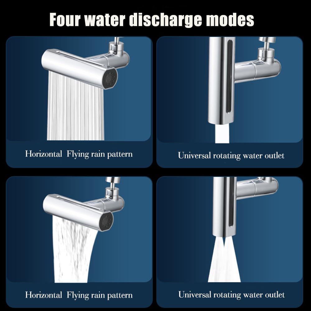 Toega 360°Swivel Faucet Extender, Copper faucet aerator,faucet extender, Kitchen Rotating Extension Filter with 4 Mode Splash