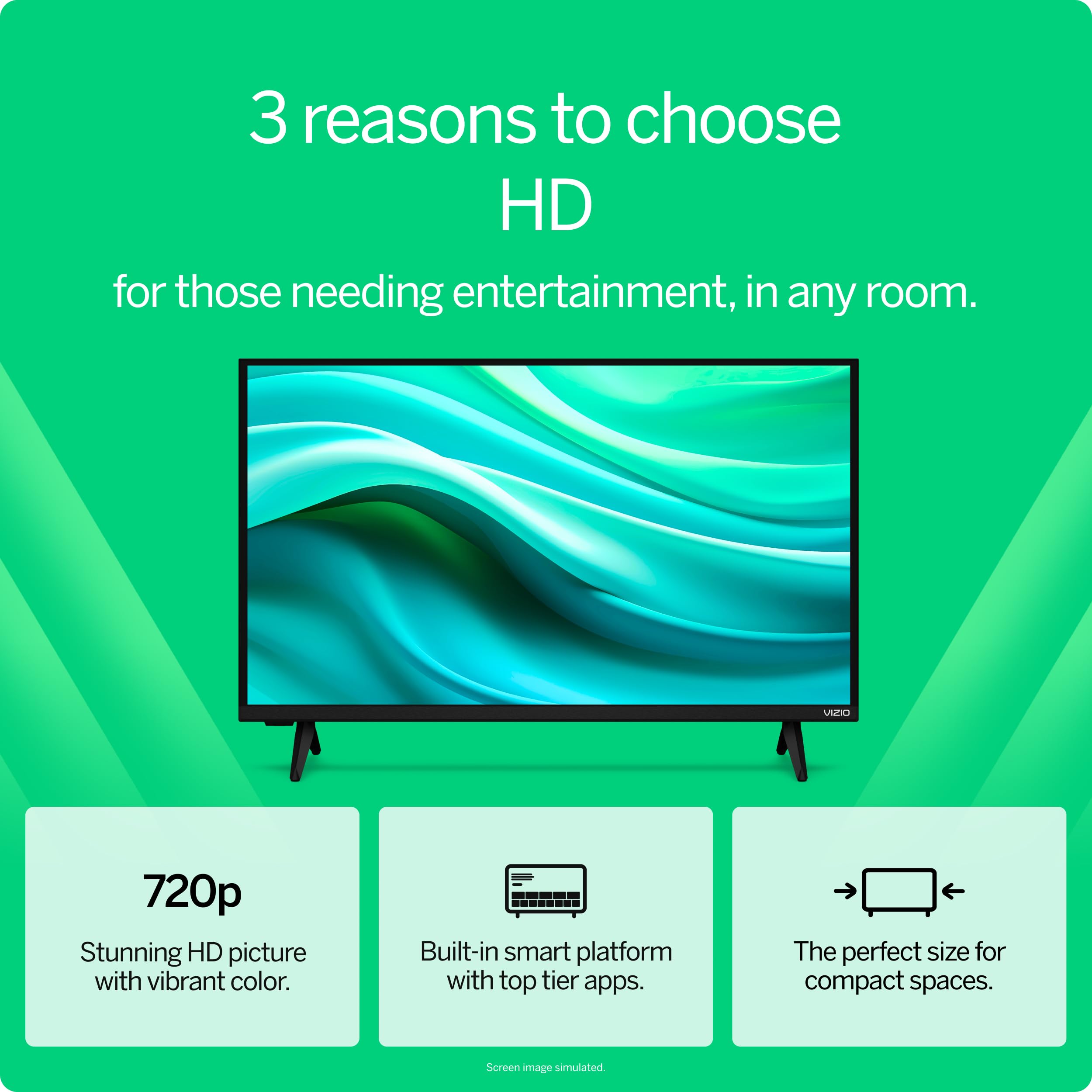 VIZIO HD 32" 720P LED Smart TV with Dual-Band WiFi 5, TV Apps - VHD32M-0807 (Renewed)