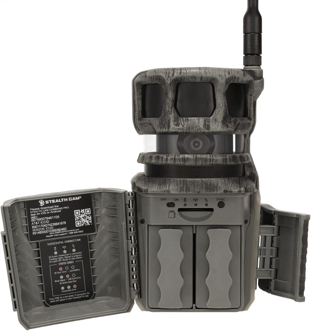 Stealth Cam Revolver 36MP Trail Camera with 1080P HD Video at 30 FPS, 0.4 Sec Trigger Speed, 360° Panoramic View, Built-in GPS, Verizon/AT&T Cellular, 32GB SD Card, Cloth, and Solar Panel