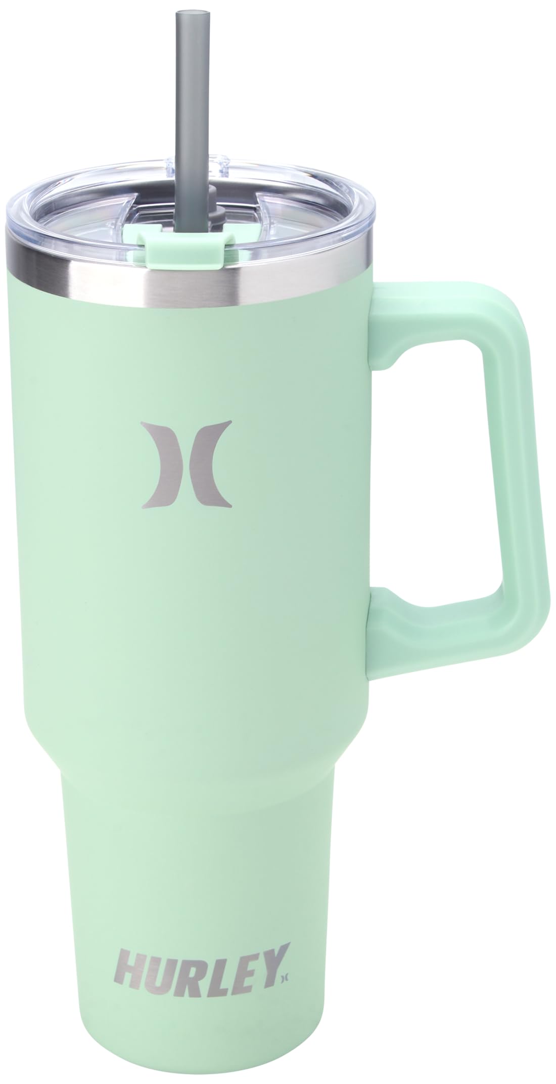 Hurley Tumbler Thermos - 40oz Double Wall Vacuum Insulated Travel Mug with Handle - BPA Free Stainless Steel Water Bottle - Leak Proof Hot and Cold Coffee Car Cup, Size 40 Ounces