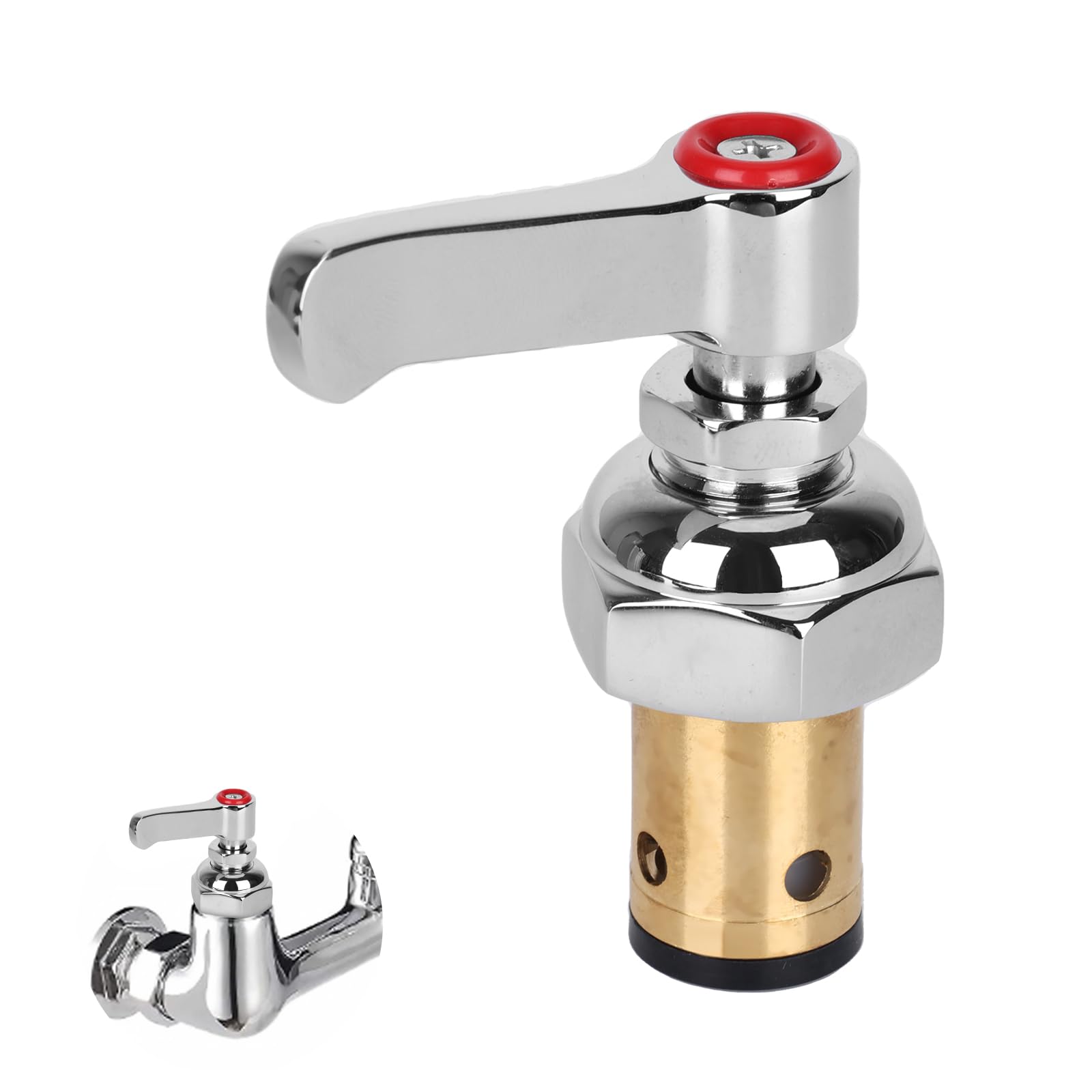 Hot Spindle Assembly for 002714-40 Eterna Valve Replacement, Hot Side Handle Stem Assembly Brass Replacement Sink Valve Commercial Faucet Parts for T&S
