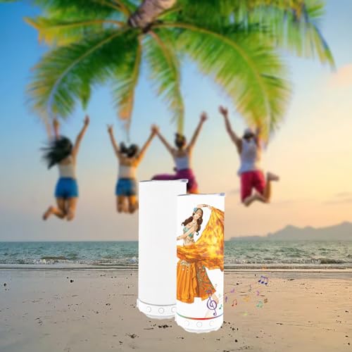 HIZEE 20 oz 1 pack Sublimation Tumbler Blank Bluetooth Music Speaker with Straw and Lid,Skinny Straight Stainless Steel Sublimation Cup Detachable Speaker Suitable for Travel Gifts